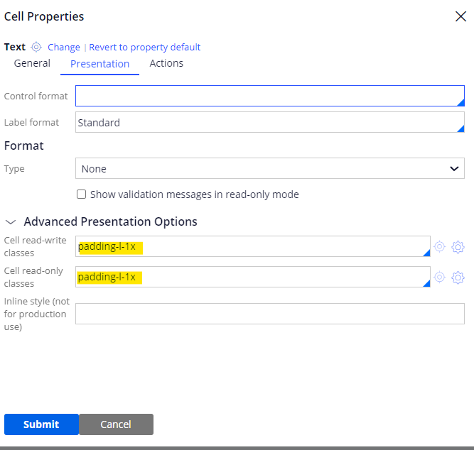Alignment For Text Cell Properties Inside A Section Support Center